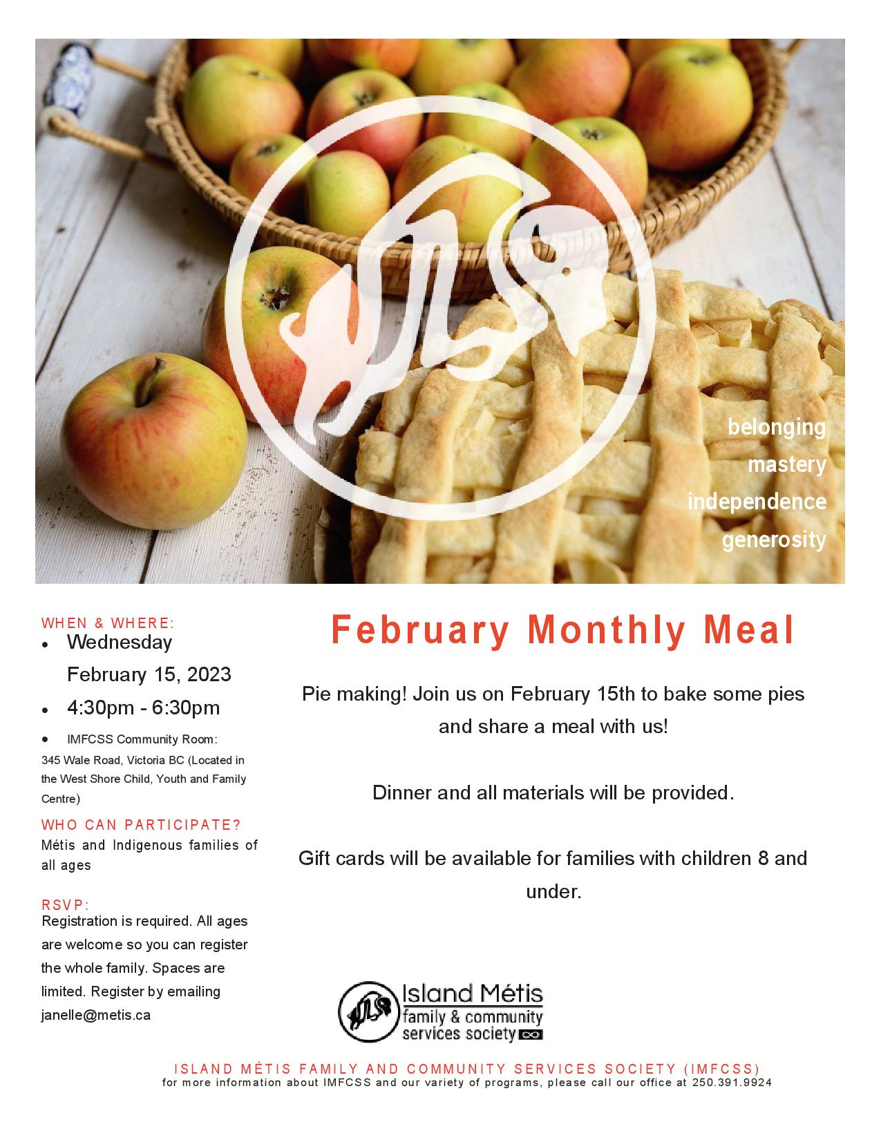 Metis Monthly Meal-February 2023 – Island Métis Family and Community ...