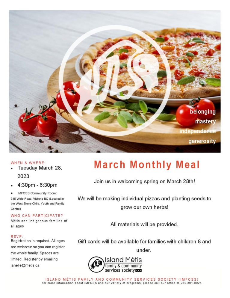 Metis Monthly Meal- March 2023 – Island Métis Family and Community ...