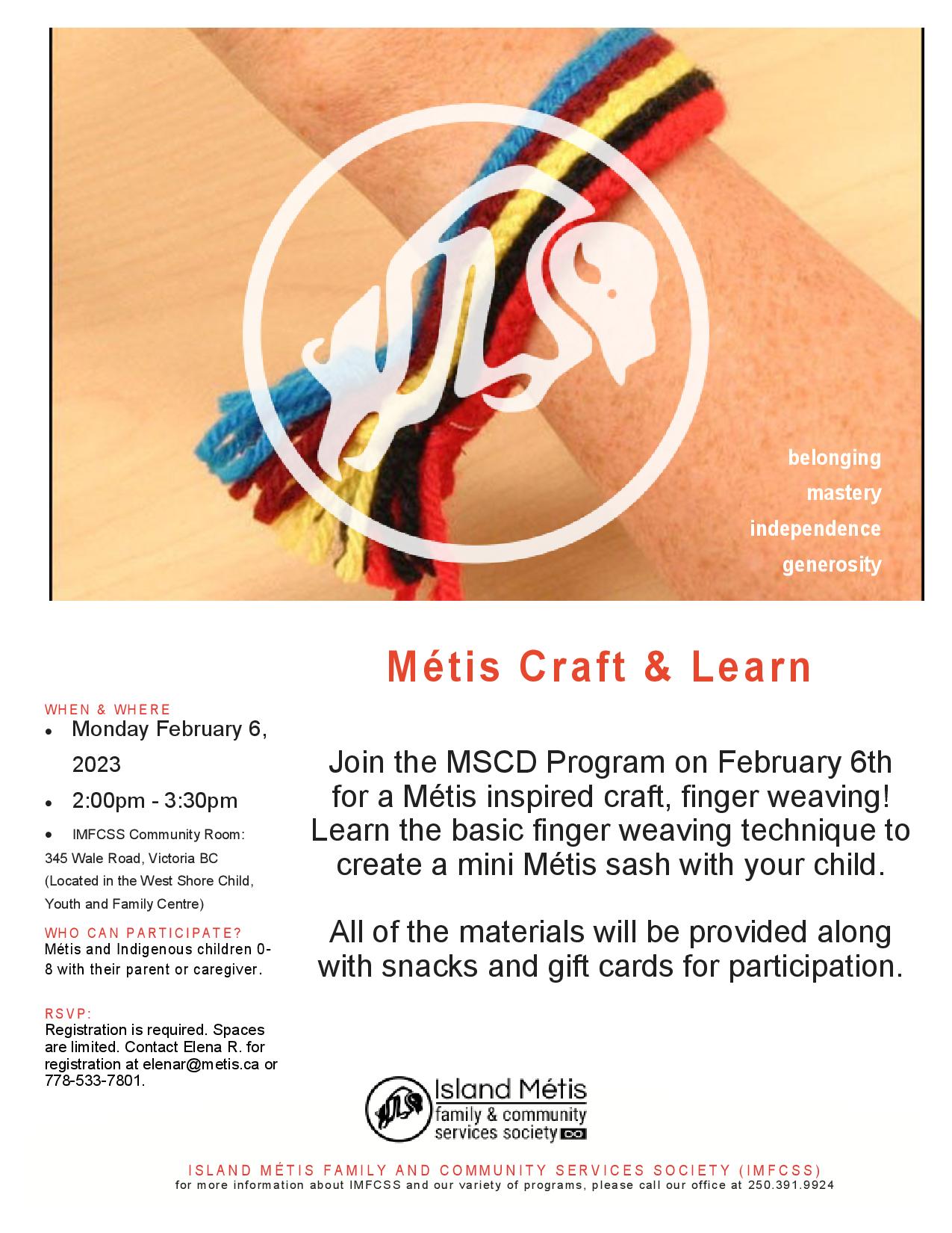 Early Years- Finger Weaving Workshop-February 6 2023 – Island Métis ...