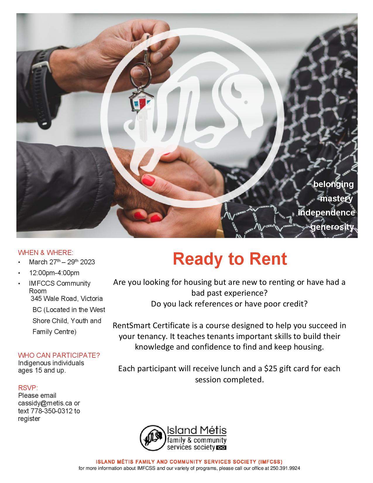 RentSmart program-March 2023 – Island Métis Family and Community ...