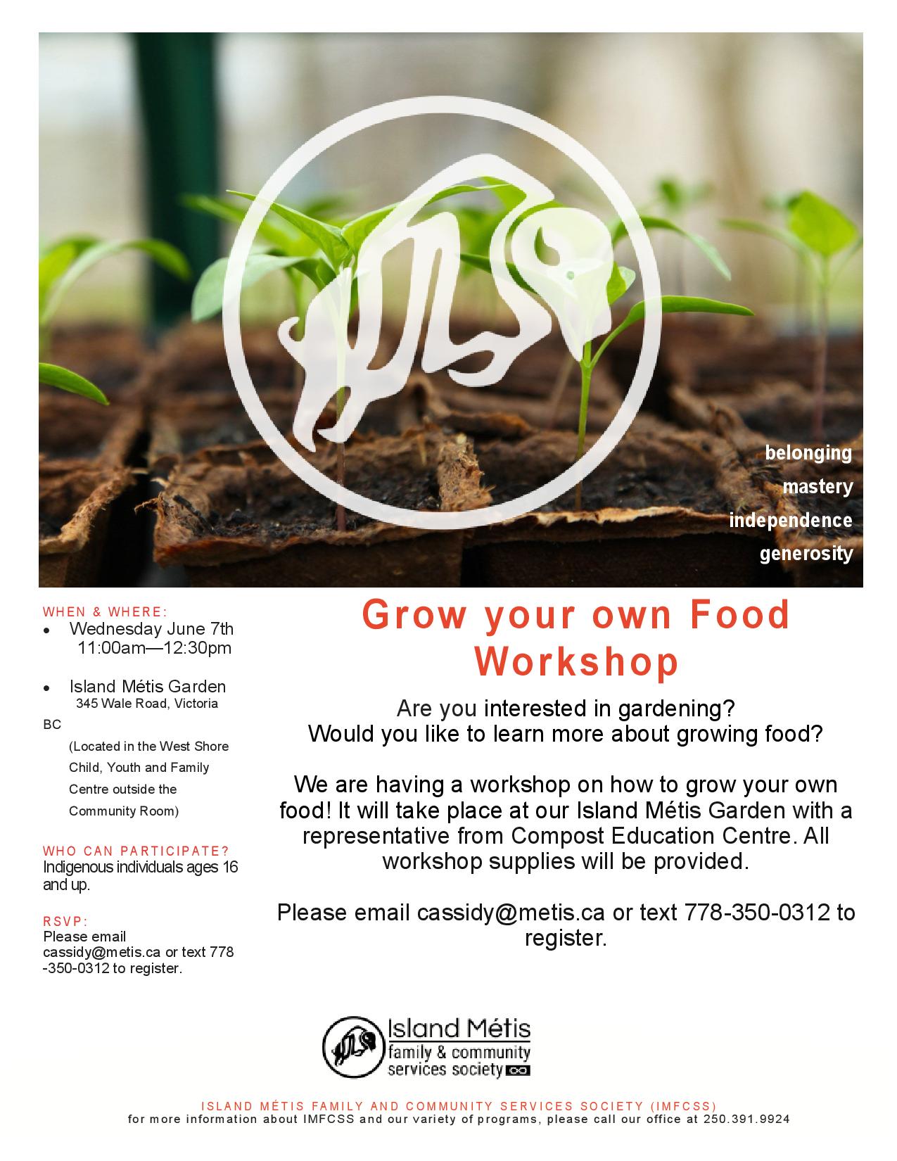 Grow you own food workshop-June 2023 – Island Métis Family and ...