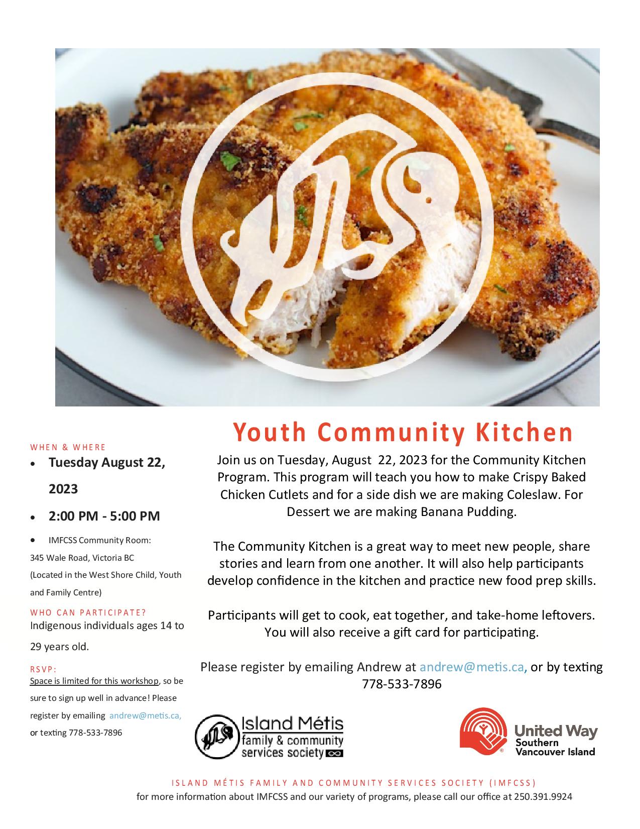Youth Community Kitchen- August 2023 – Island Métis Family and ...