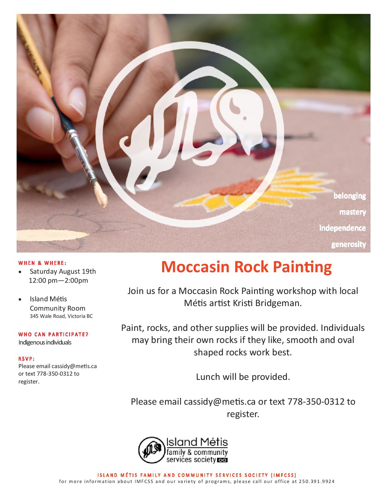 Moccasin Rock Painting Workshop- August 2023 – Island Métis Family and ...