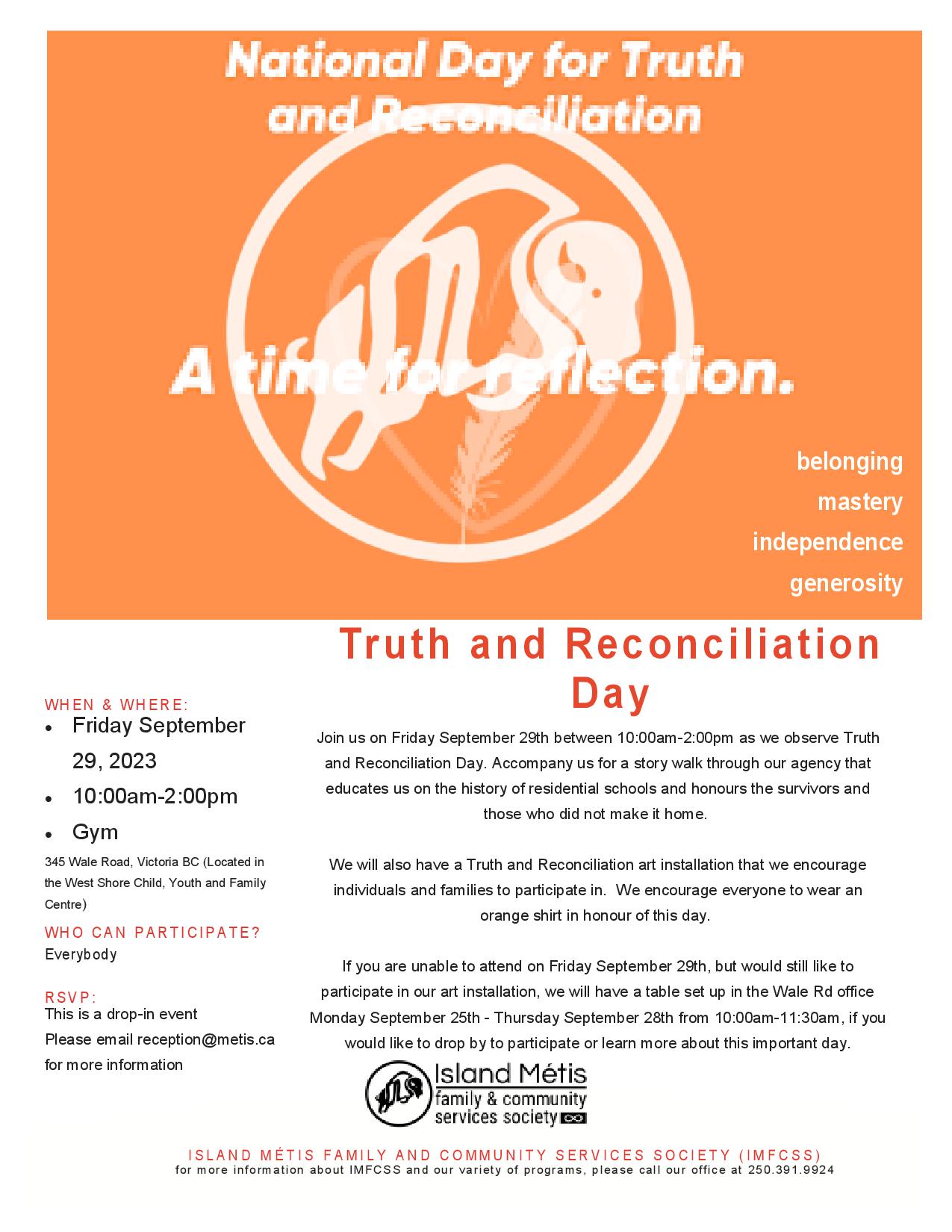 Truth and Reconciliation Week September 25-29th, 2023 – Island Métis ...