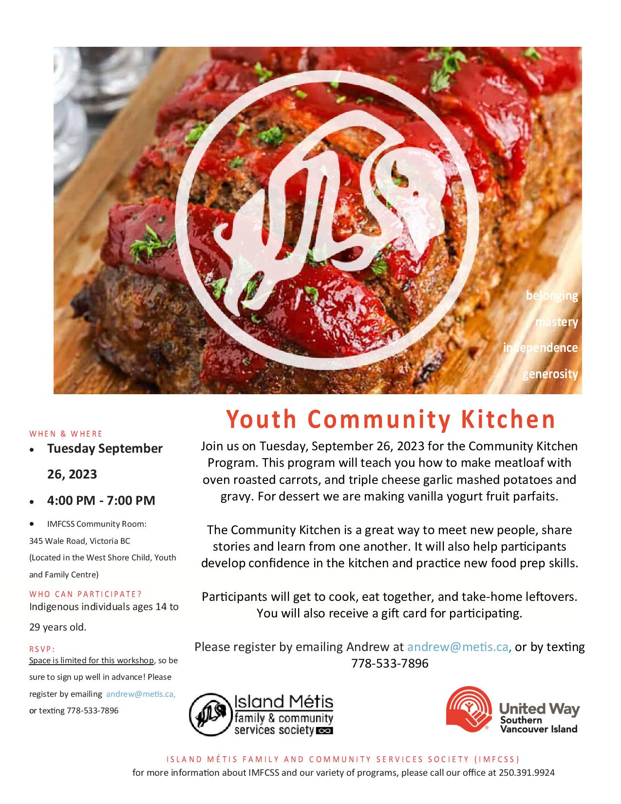 Youth Community Kitchen September 26th, 2023 – Island Métis Family and ...