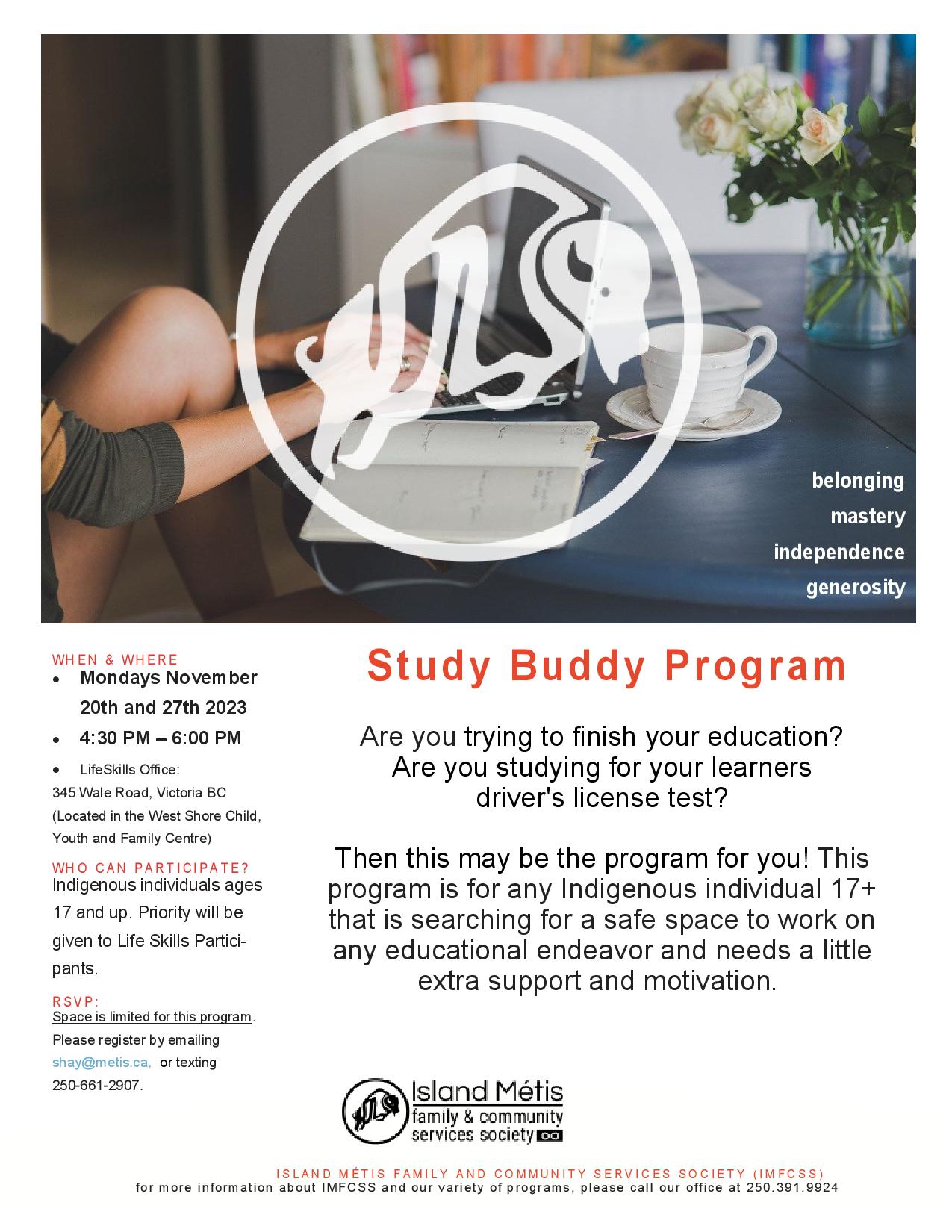 Study Buddy- November 2023 – Island Métis Family and Community Services ...