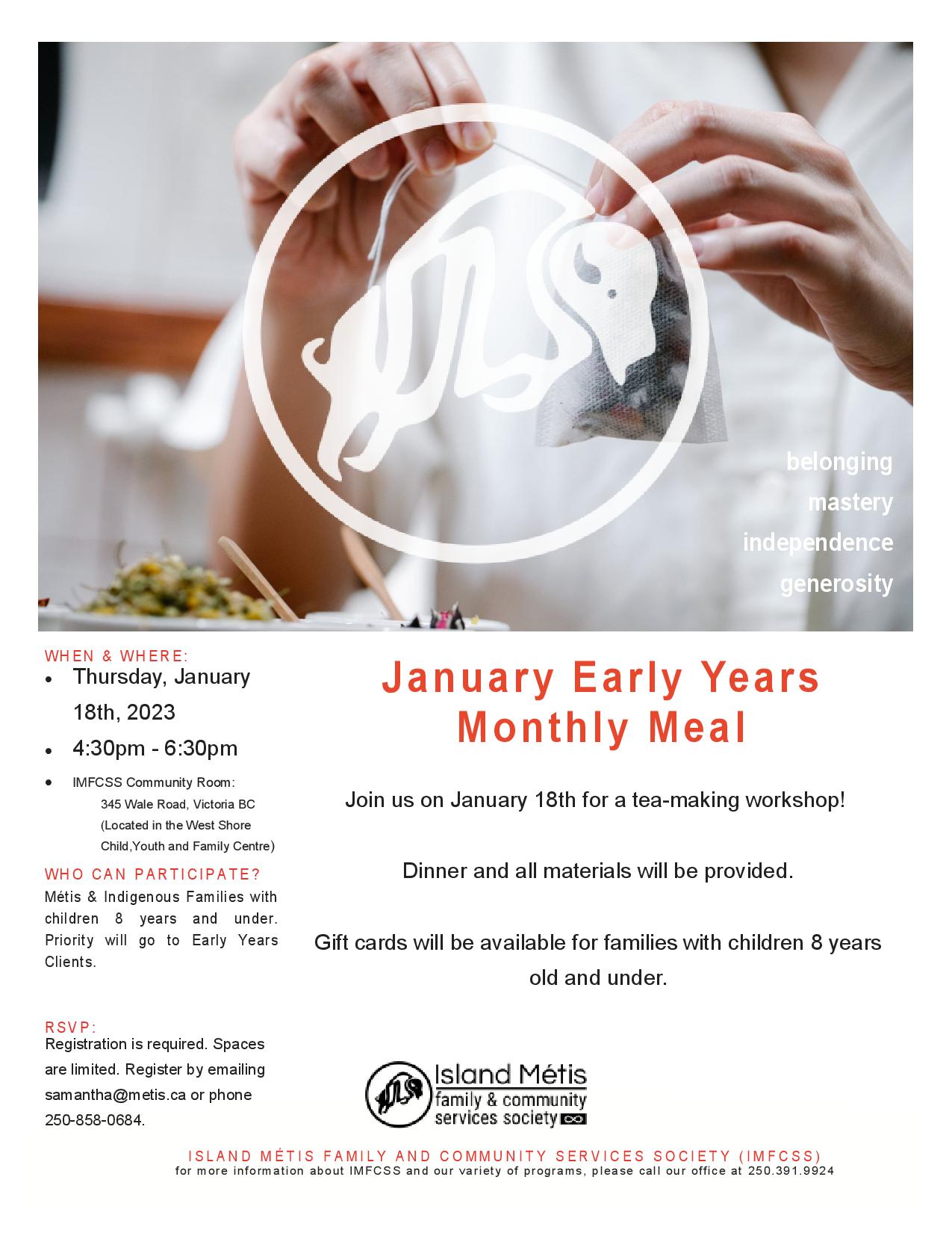 January 2024 Early Years Monthly Meal – Island Métis Family and ...
