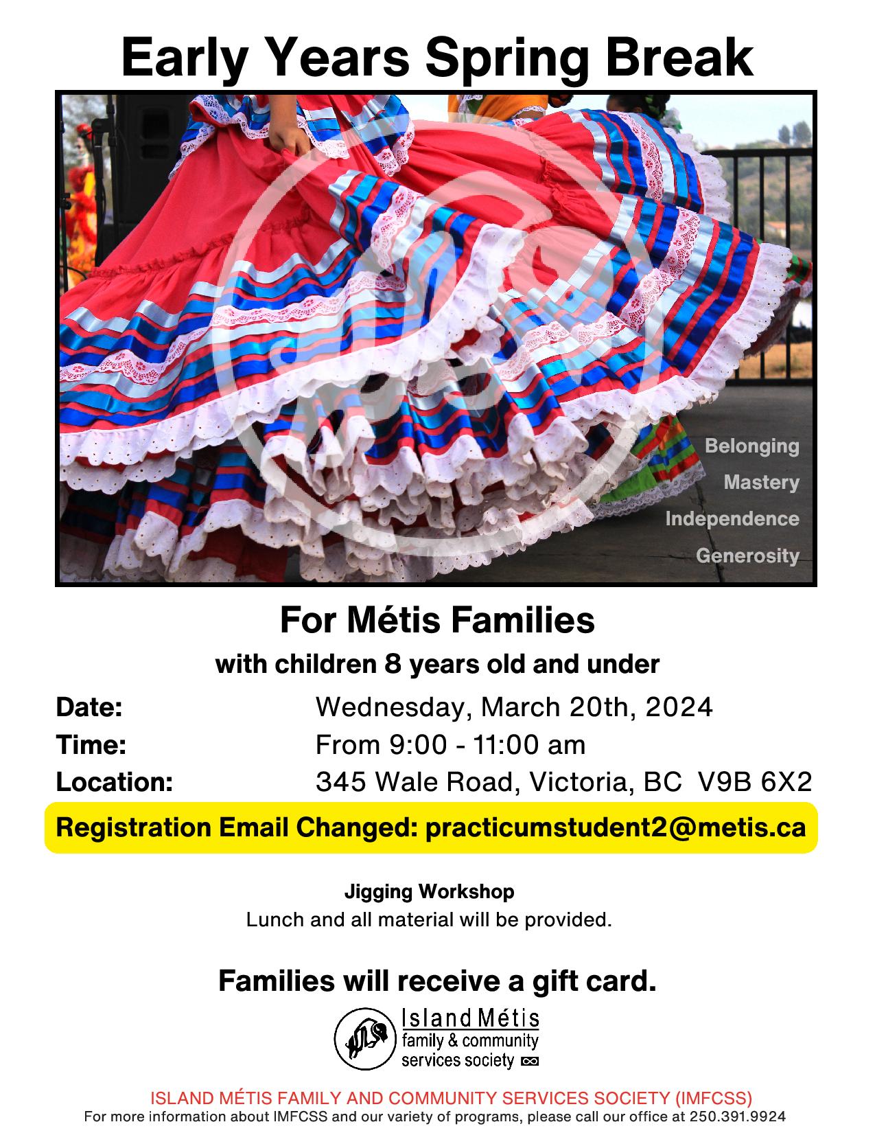 Early Years Spring Break-Wed March 20, 2024 – Island Métis Family and ...