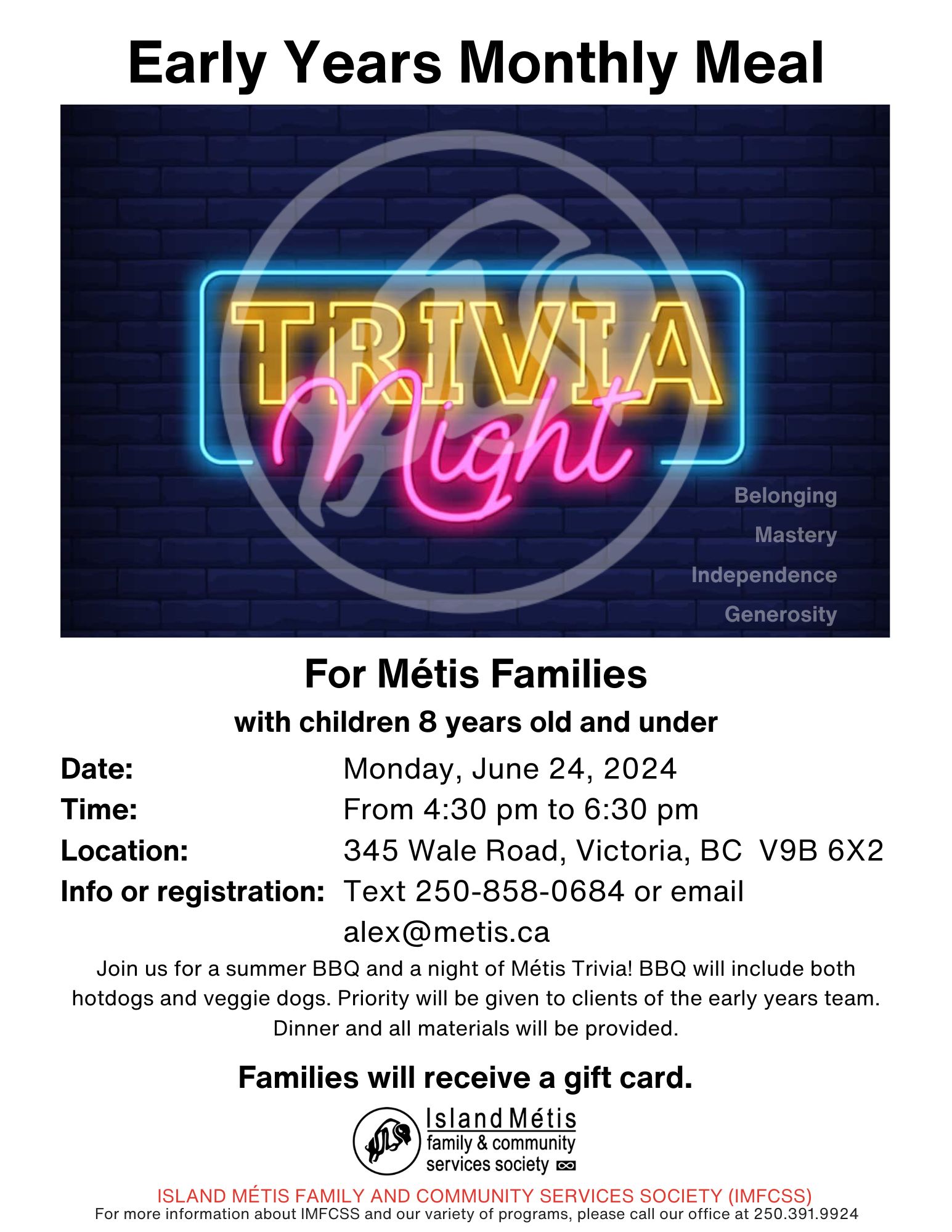 Early Years Monthly Meal-June 24 2024 – Island Métis Family and ...