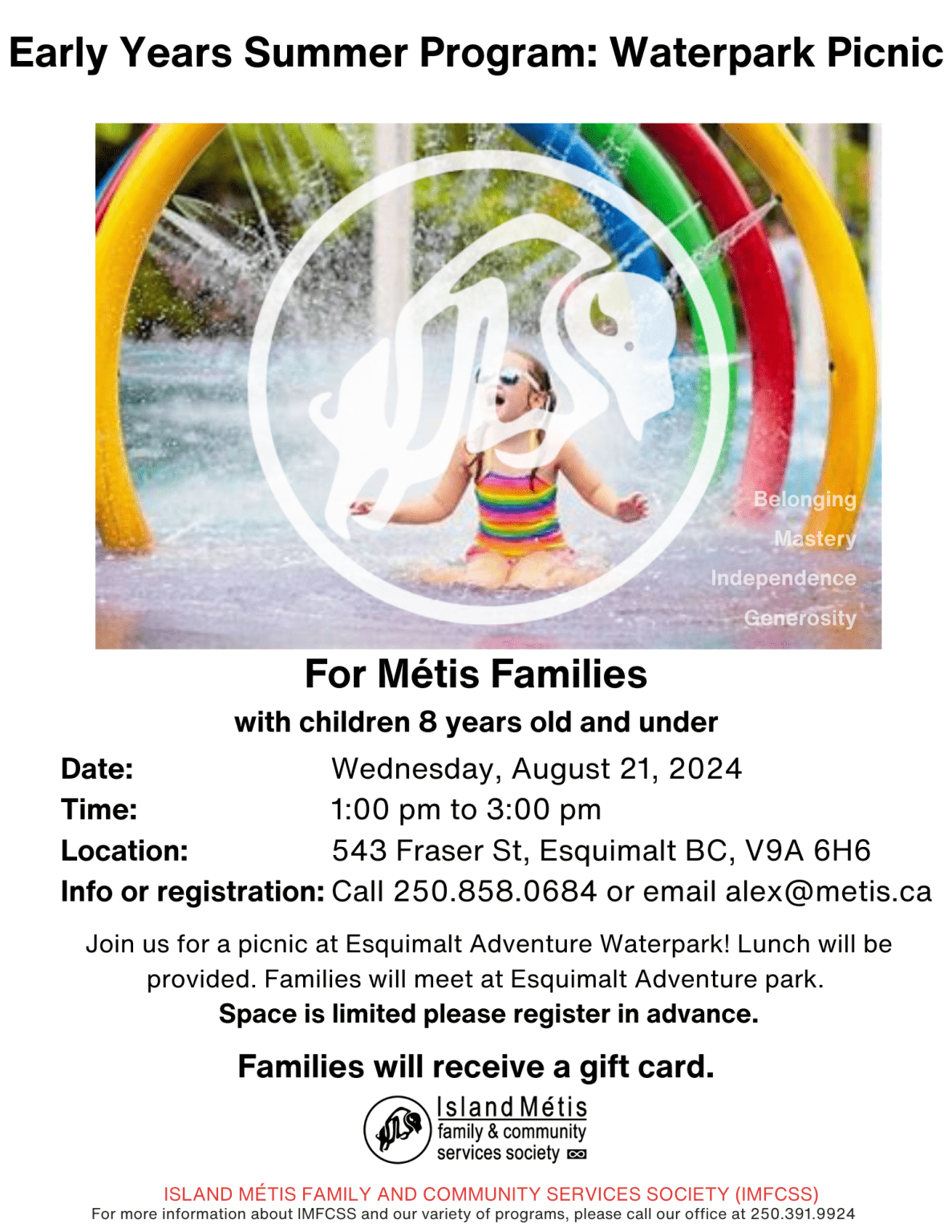 Early Years Summer Program: Waterpark Picnic Aug 21 2024 – Island Métis ...