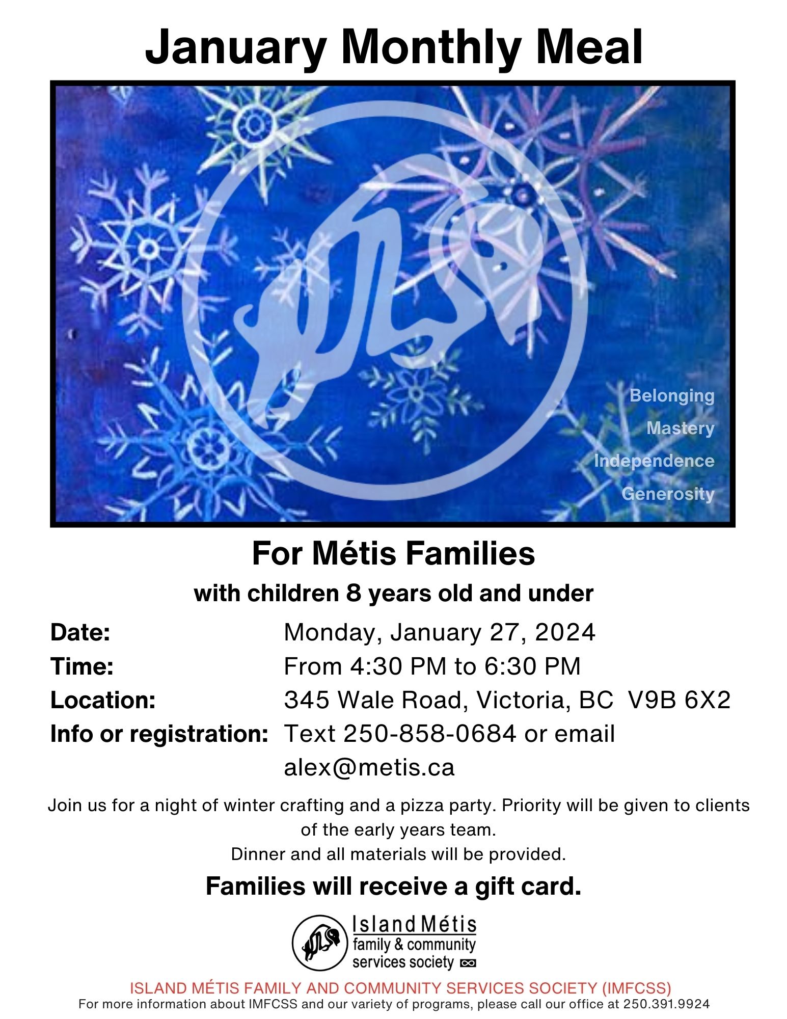 Early Years Monthly Meal – Island Métis Family and Community Services Society