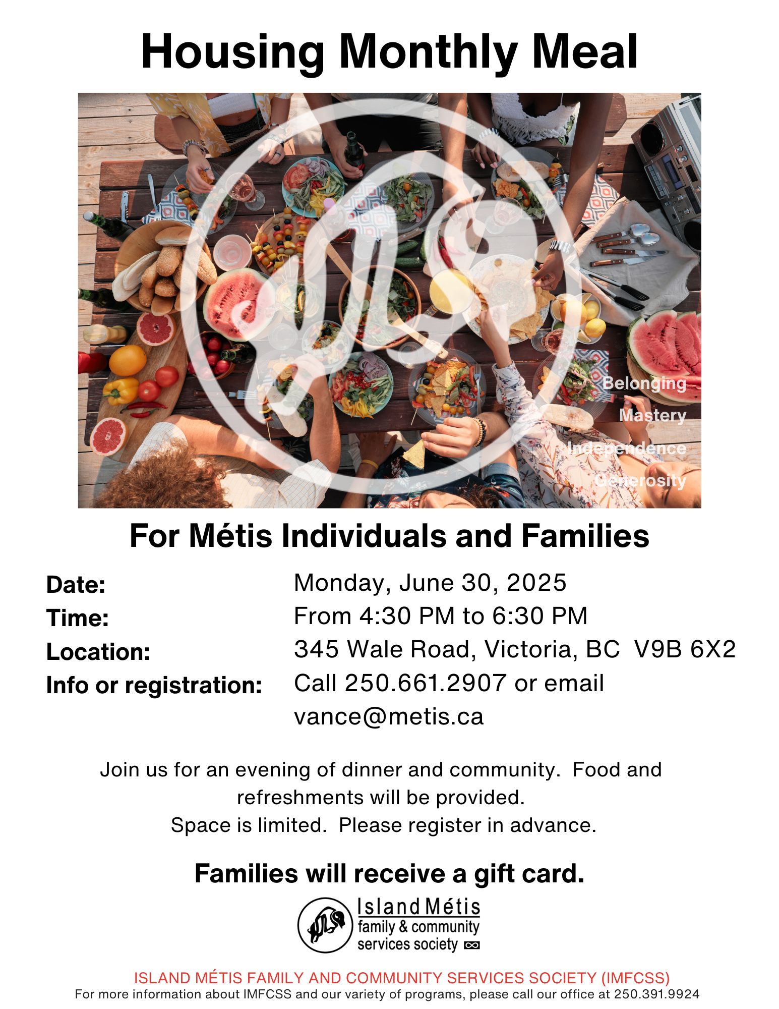 Housing Meal June 2025 – Island Métis Family and Community Services Society